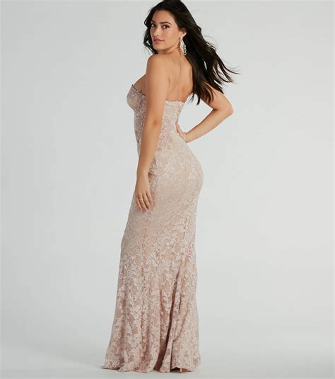 Stefani Strapless Corset Lace Mermaid Formal Dress And Windsor