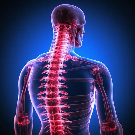 척추가 강조된 Photo 3d 남성 의료 인물의 그림 프리미엄 사진