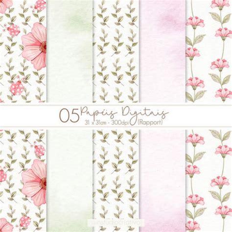 Kit Digital Floral Delicado Aquarela Elo7 Produtos Especiais