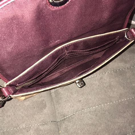 Coach Burgundy And Tan Logo Wristlet Gem