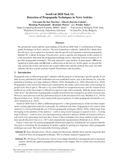 PDF SemEval Task Detection Of Propaganda Techniques SemEval Task