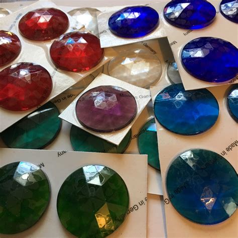 Large 40mm Faceted Glass Jewels For Stained Glass 5 Colors Available