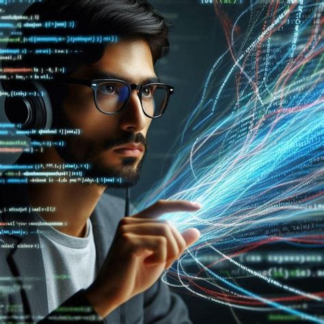 Focused Programmer In Coding Matrix Premium Ai Generated Image