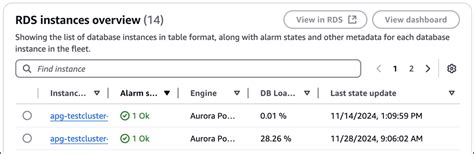 檢視 Cloudwatch Database Insights 的機群運作狀態儀表板 Amazon Cloudwatch