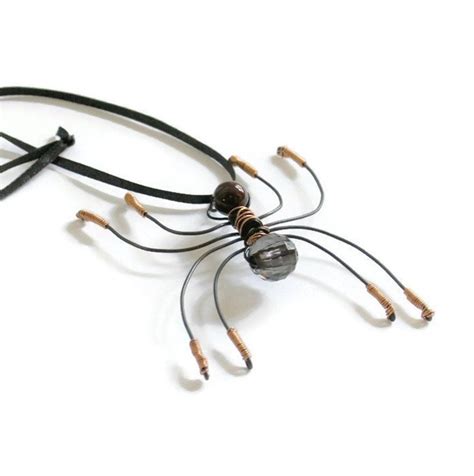 Halloween Spider Pendant Necklace Maroon Red And Translucent Black