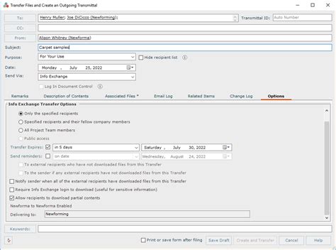 Transfer Files Between Connected Companies Newforma Project Center Help