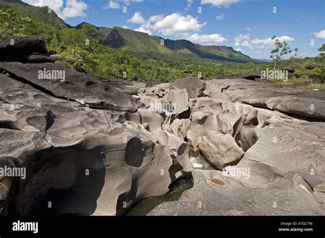 A Wide View Of The Vale Da Lua In Brazil A Lunar Like Landscape Area Where Water Has Formed