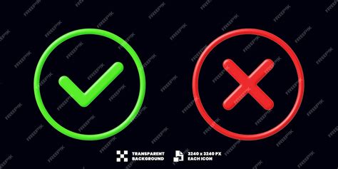 Premium Psd Check Mark And Cross Mark 3d