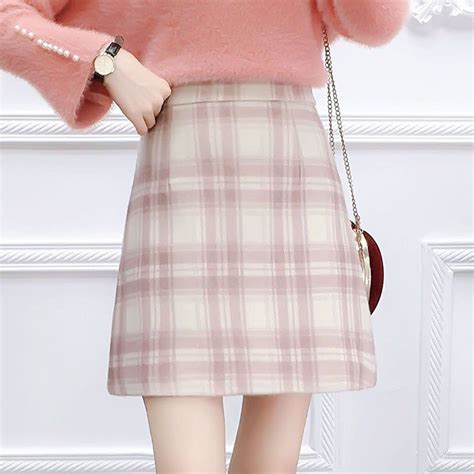 31100 여성 가을 스커트 모직 캐미시어 치마 코디 데일리룩 Midi Skirt High Waisted Skirt High Waisted