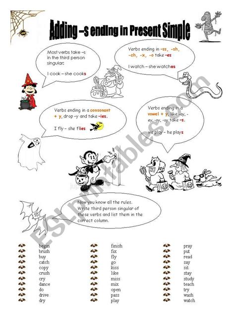 Adding S Ending In Present Simple ESL Worksheet By Szelma
