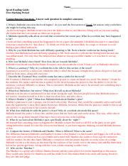 1st Marking Period Questions Doc Name Speak Reading Guide First