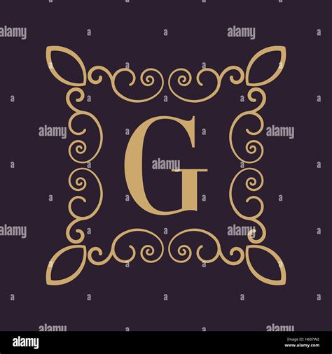Monogram Letter G Calligraphic Ornament Gold Retro Business And