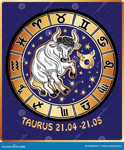 Muestra Del Zodiaco Del Tauro Círculo Del Horóscopo Ilustración Del