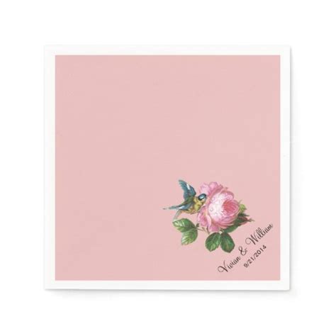 Personalized Dusty Rose Wedding Napkins Disposable Napkins Zazzle