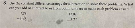6 Use The Constant Difference Strategy For Subtraction To Solve These