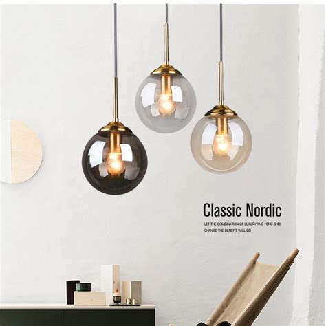 โคมไฟเพดานทรงโคมแก้วกลม ร้านอาหาร โคมไฟแขวน ไฟเพดานห้องนอน บาร์ โคมไฟ โคมระย้าโมเดิร์น สไตล์นอร์