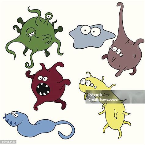 Seperangkat Bakteri Dan Virus Vektor Yang Digambar Tangan Ilustrasi