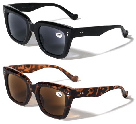 2 Pairs Women Bold Oversize Outdoor Reading Sunglasses Not Bifocal