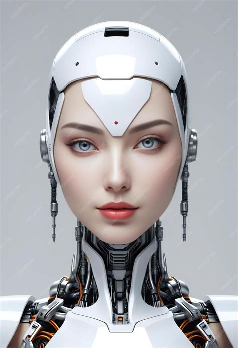 premium photo female robot with artificial intelligence on gray background artificial