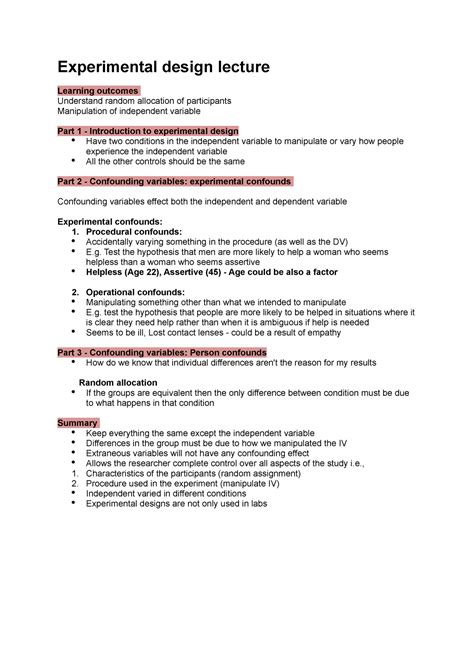 Experimental Design Lecture Notes PSYCHOL Adelaide University Studocu