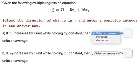 Solved Given the following multiple regression equation ŷ Chegg