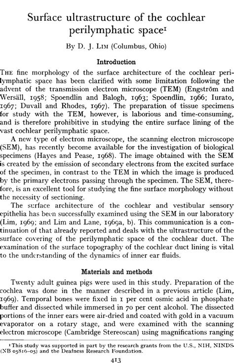 Surface Ultrastructure Of The Cochlear Perilymphatic Space1 The Journal Of Laryngology