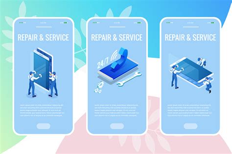 Konsep Layanan Perbaikan Smartphone Isometrik Layanan Perbaikan