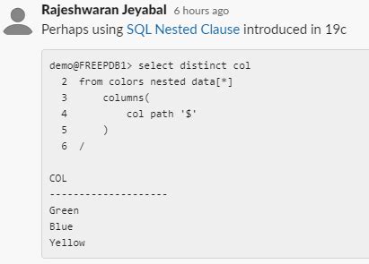 Retrieve DISTINCT List Of Values From JSON Arrays Via SQL