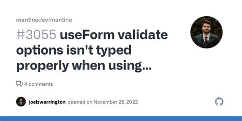 UseForm Validate Options Isn T Typed Properly When Using Nested Fields