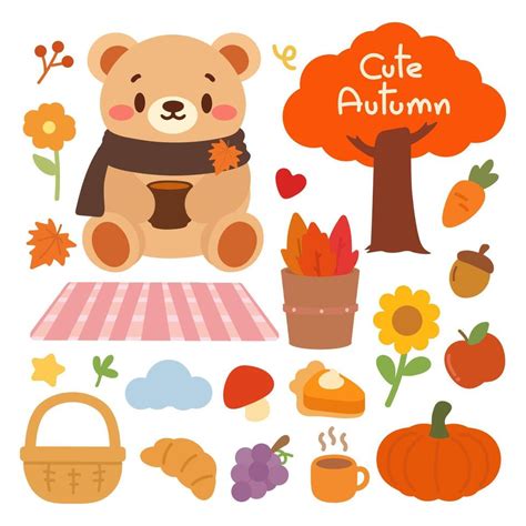 Cute Autumn Elements Vector Art Icons And Graphics For Free Download
