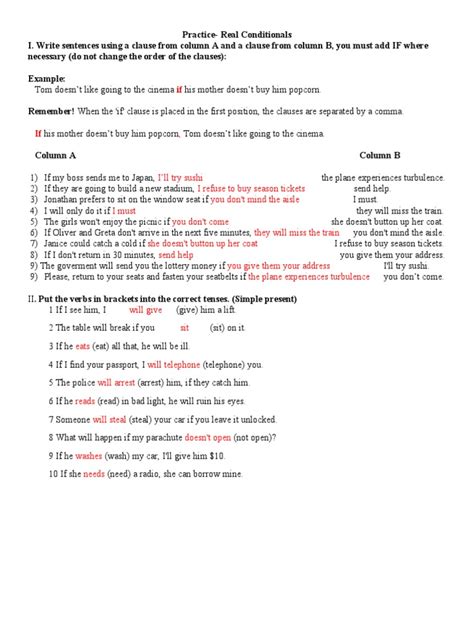 Real Conditional Practice 1 Pdf