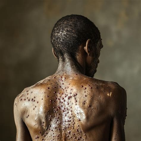Man S Back Covered With Blistering Rash Due To Monkeypox Premium Ai