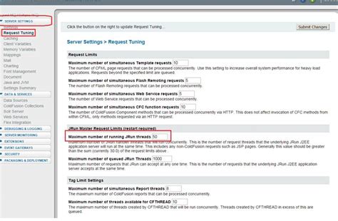 Coldfusion JRun Master Request Limits Section Missing From CFAdmin