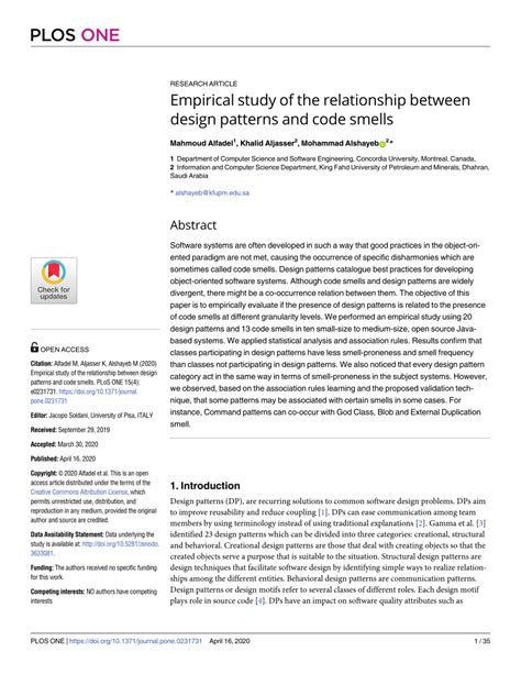 Pdf Empirical Study Of The Relationship Between Design Patterns And Code Smells
