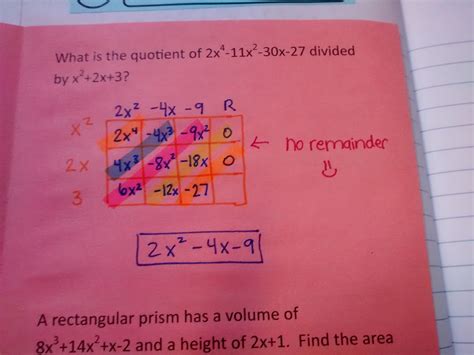 Dividing Polynomials Using The Box Method Foldable Math Love
