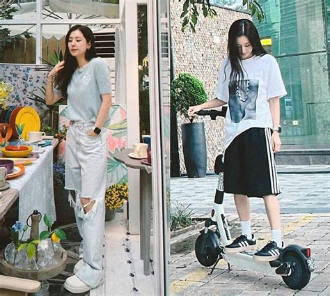 한채아 41세 맞아 Mz 기죽이는 트렌디한 패션 감각 힙한 찢청 버뮤다팬츠룩