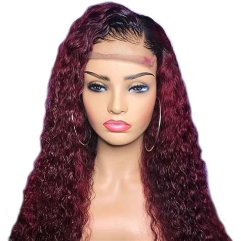 Shumeida Curly Lace Front Wig Bleached Knots Glueless Lace Front Red Ombre Human Hair Wigs Pre