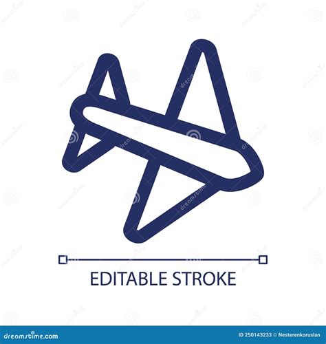 Aircraft Linear Black And White Drawing Full Face Plane Front View Airplane Icon Outline