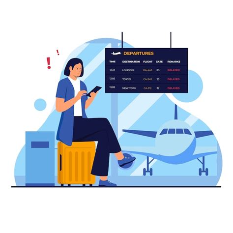 Premium Vector Delayed Flight Illustration Design Concept
