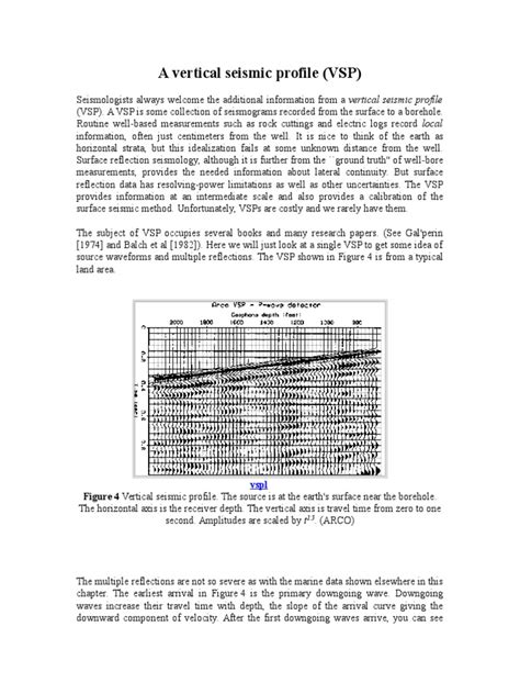 A Vertical Seismic Profile Reflection Seismology Seismology