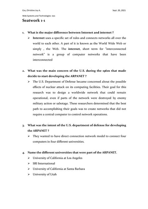 Internet And Internet Cos Christine Joy A Sept 20 2021 Web Systems And Technologies Lec