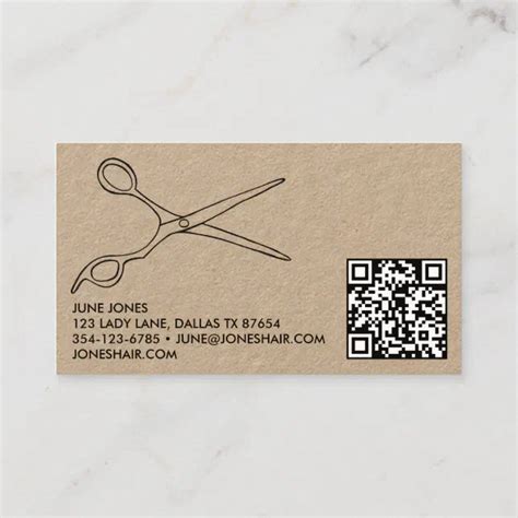 Hair Stylist Scissors Chic Drawing Barber Qr Code Business Card Zazzle