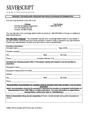 Medicare Part D Coverage Determination Request Form Fill Online