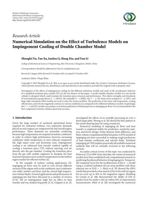 Pdf Numerical Simulation On The Effect Of Turbulence Models On