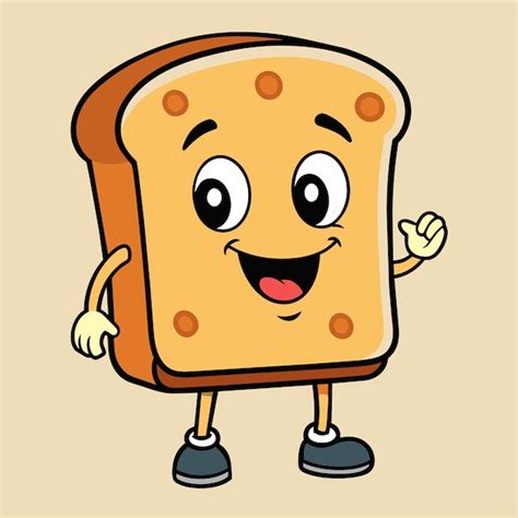 Un Dibujo De Dibujos Animados De Un Pedazo De Pan Con Una Cara Feliz