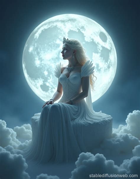Lunar Princess On Glowing Moonstone Throne Stable Diffusion Online