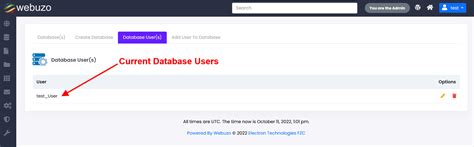 Current Database Users Webuzo