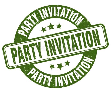 Party Invitation Stamp Party Invitation Label Round Grunge Sign Stock Vector Illustration Of