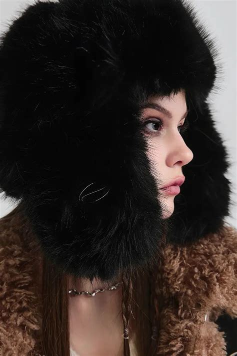 Fibflx Womens Fluffy Faux Fur Ushanka Hat