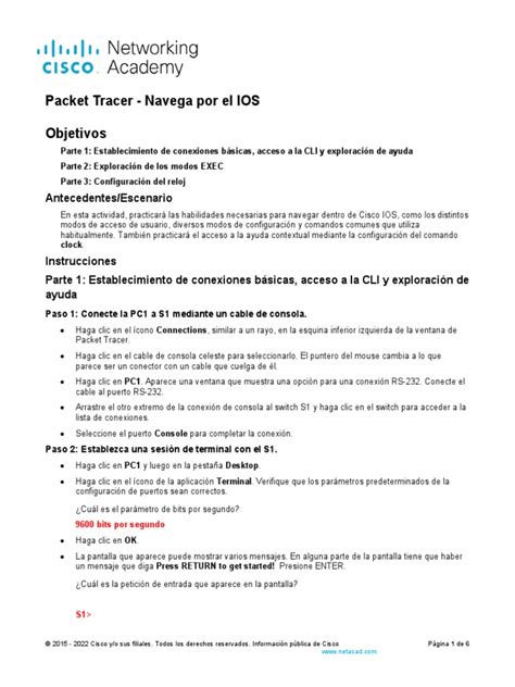 237 Packet Tracer Navigate The Ios Pdf Interfaz De Línea De Comando Ventana Informática
